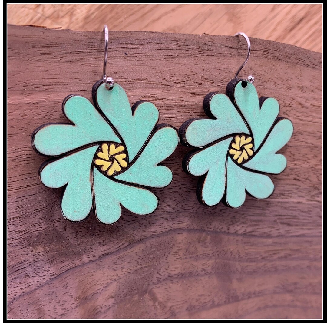 Heart Flower Earring SVG - Etsy