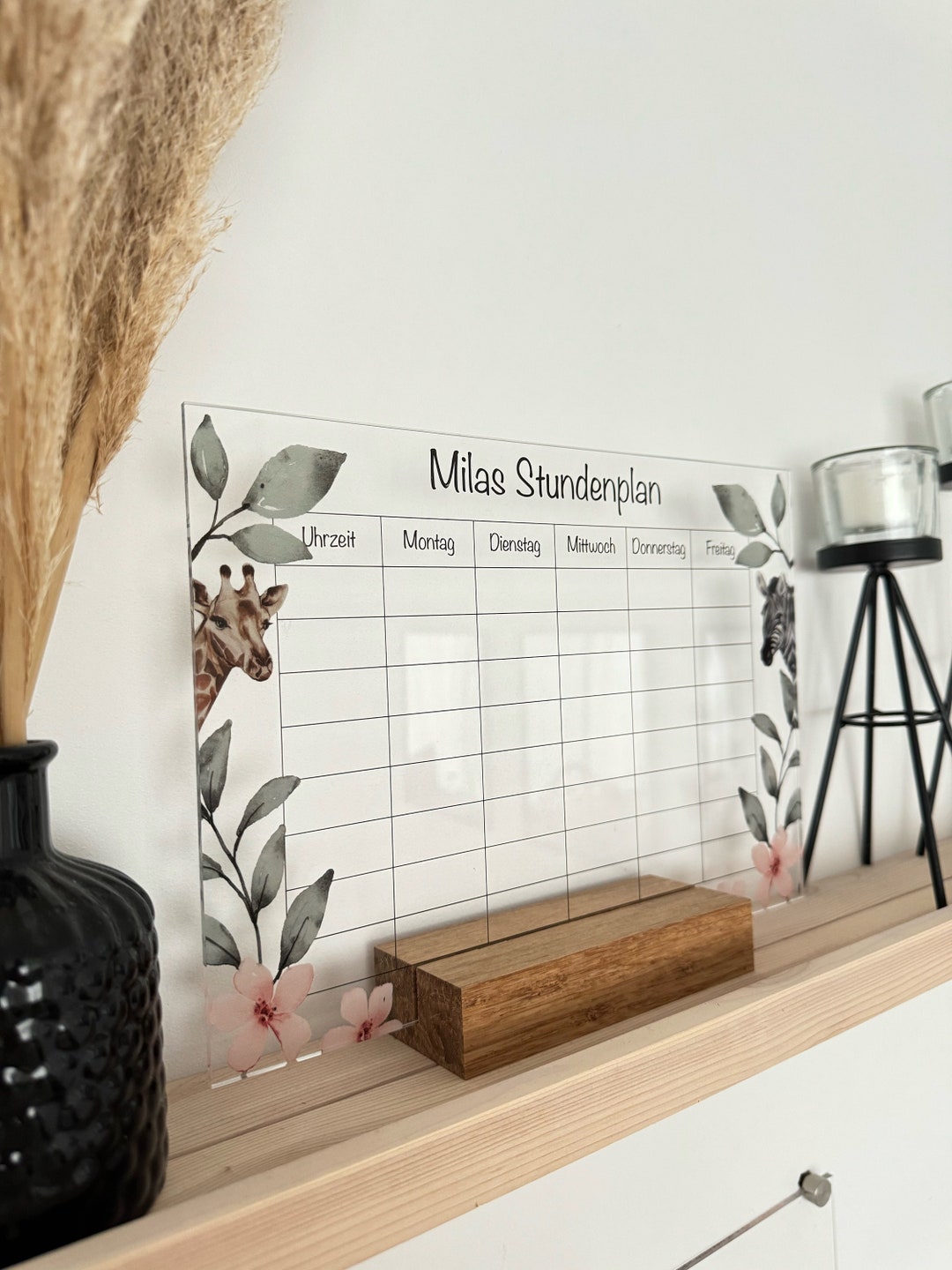 Individual Timetable Acrylic Glass • Wipeable & Personalized • School ...