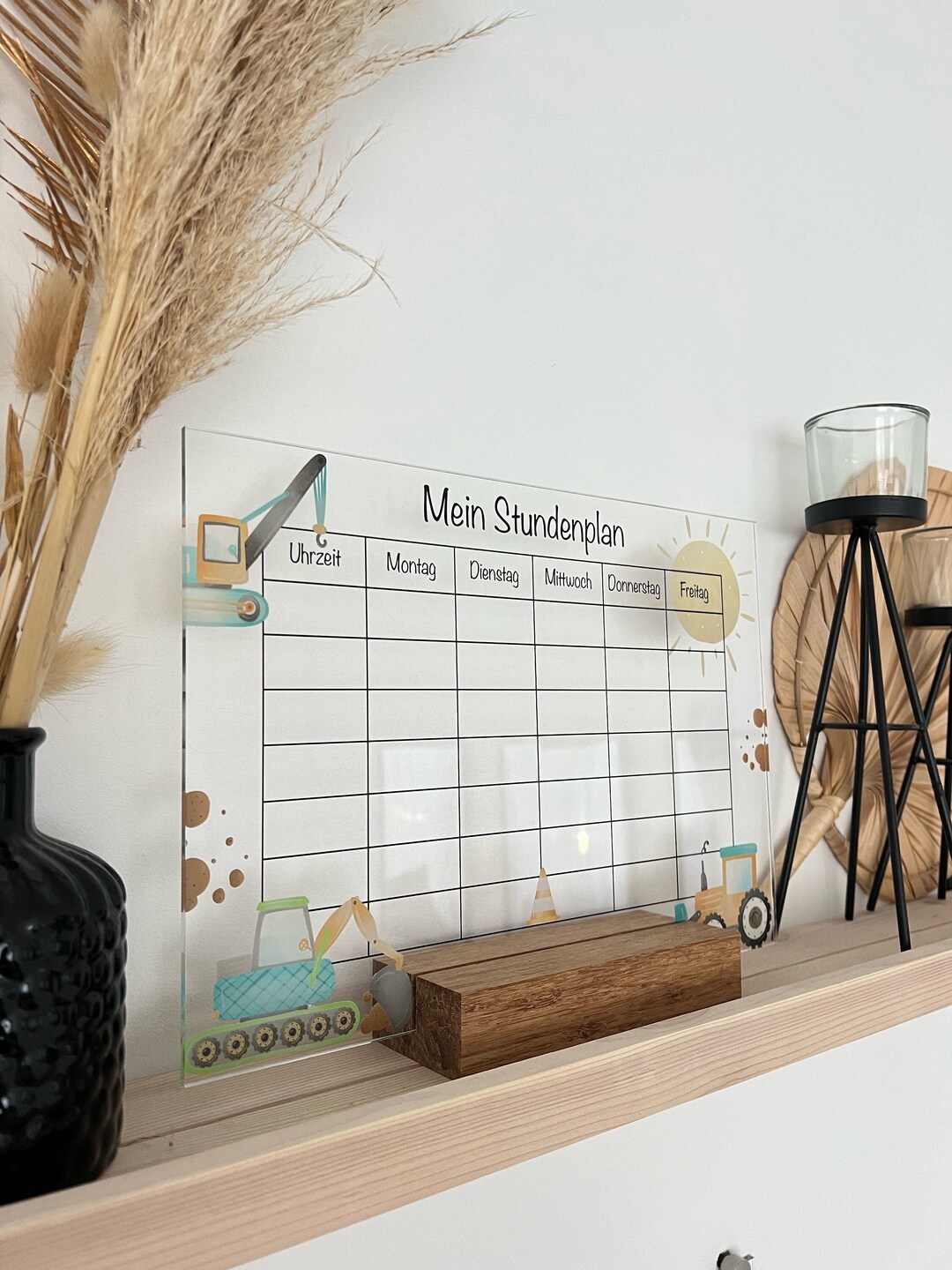 Timetable Wipeable Personalized Timetable Student Plan Acrylic Glass ...