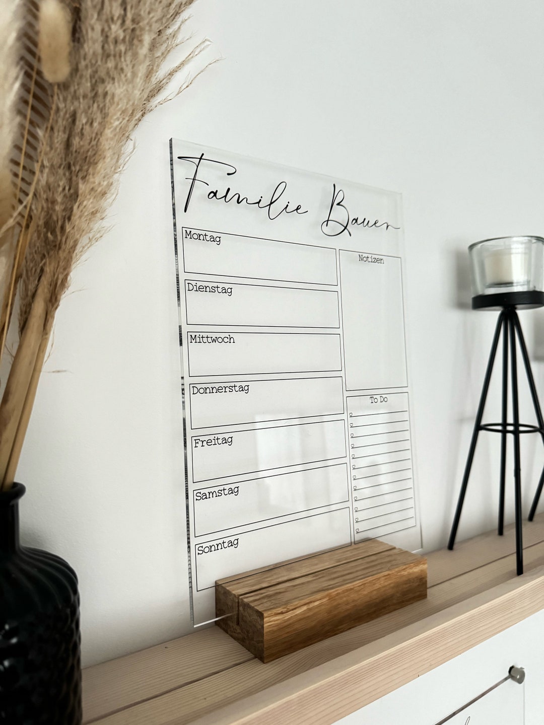 Acrylic Glass Weekly Planner Wipeable | Weekly Planner A3 A4 | Reusable ...