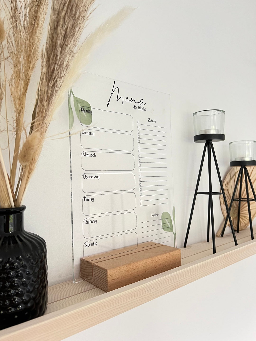 Acrylic Glass Menu Planner Wipeable Menu Plan Reusable 7 Day Planner ...