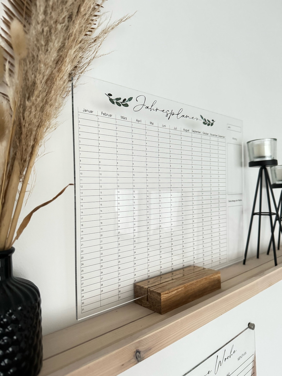 Wipeable Acrylic Year Planner | A3 Year Planner | Reusable | Family ...