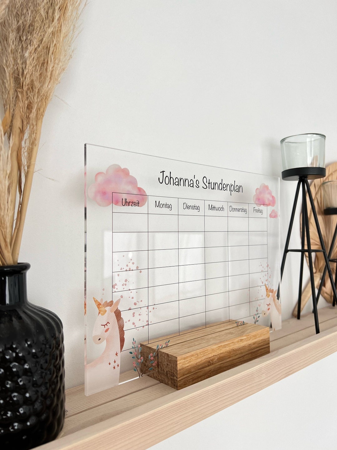 Timetable Wipeable Personalized Timetable Student Plan Acrylic Glass ...