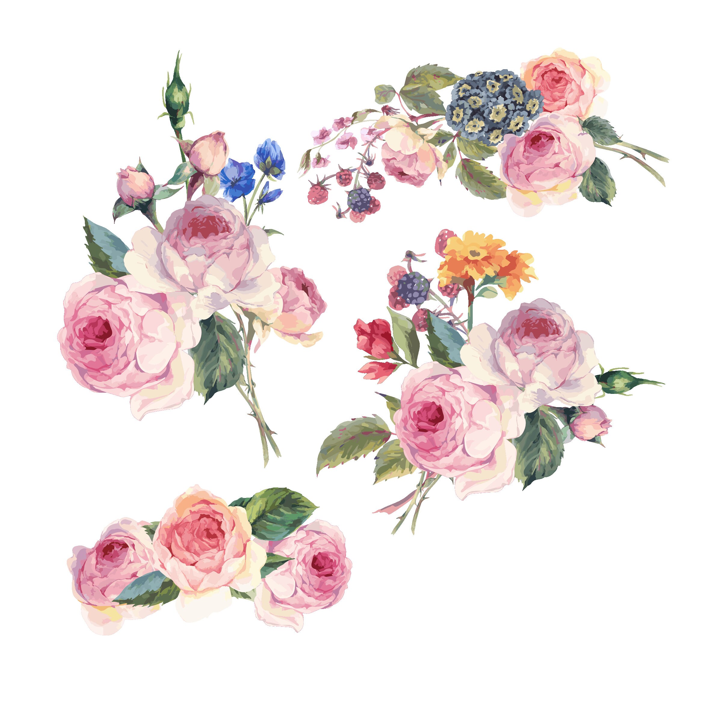 Floral Watercolor PNG Clipart Digital File - Instant Download ...