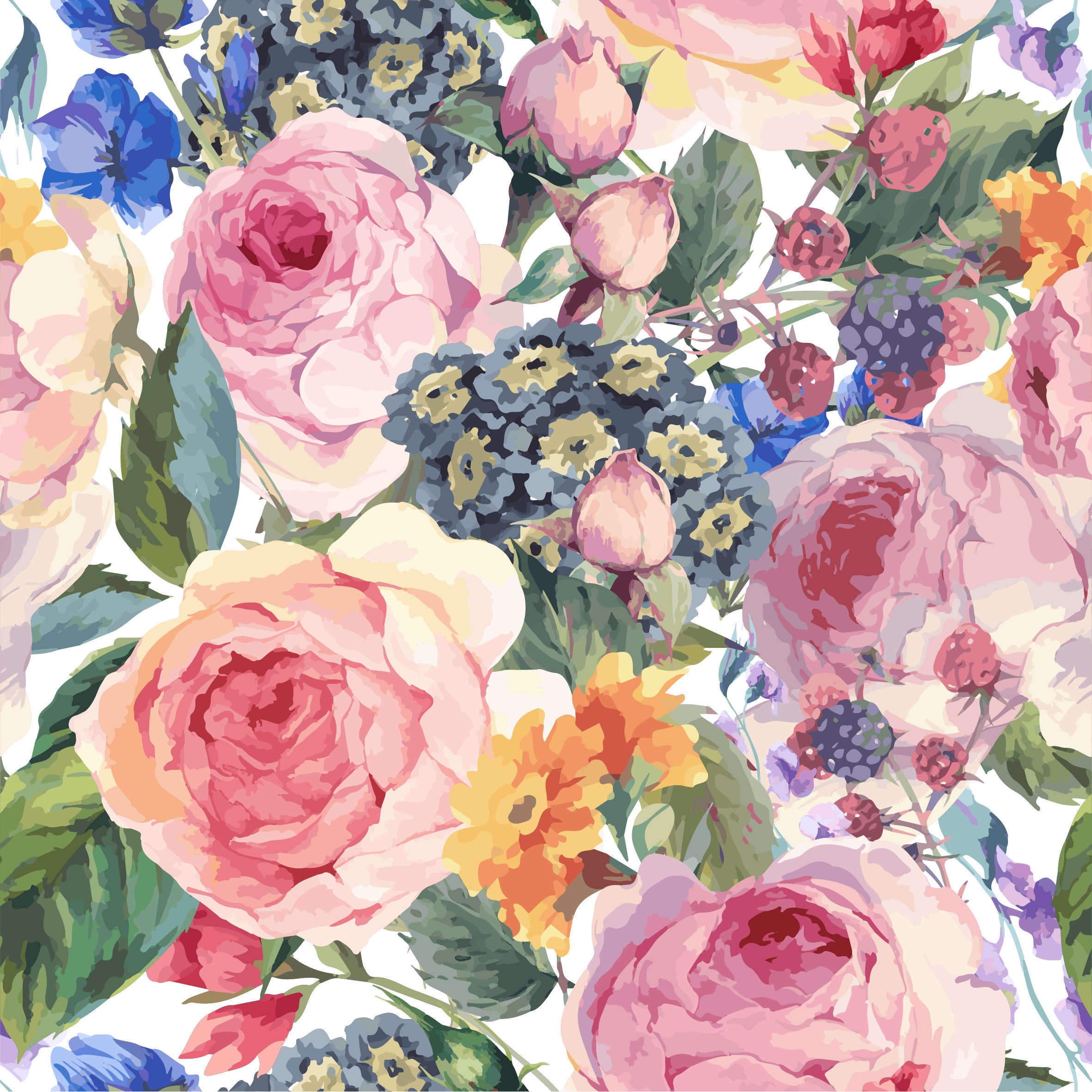 Floral Watercolor PNG Clipart Digital File - Instant Download ...