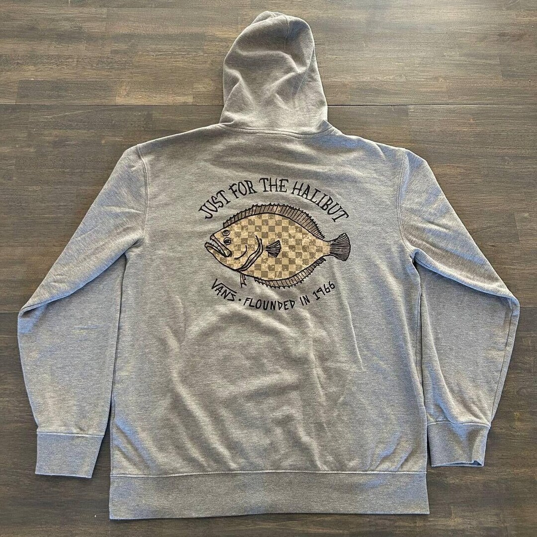Vintage Vans Y2K Fishing Graphic Logo Gray Hoodie Men's Size Large ...