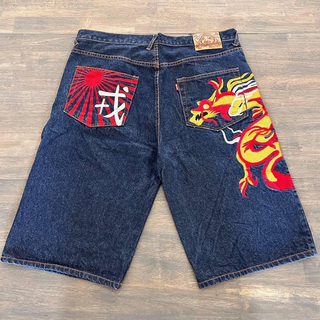 RARE Vintage Y2K EVISU Dragon Embroidered Dark Wash Blue Denim Jean ...