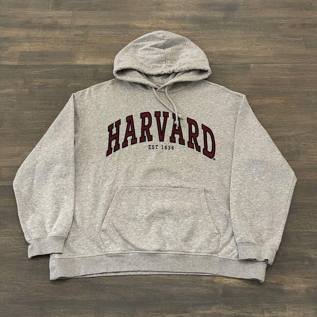 Vintage 2000s Harvard University College Logo Hoodie Gray NCAA Size ...