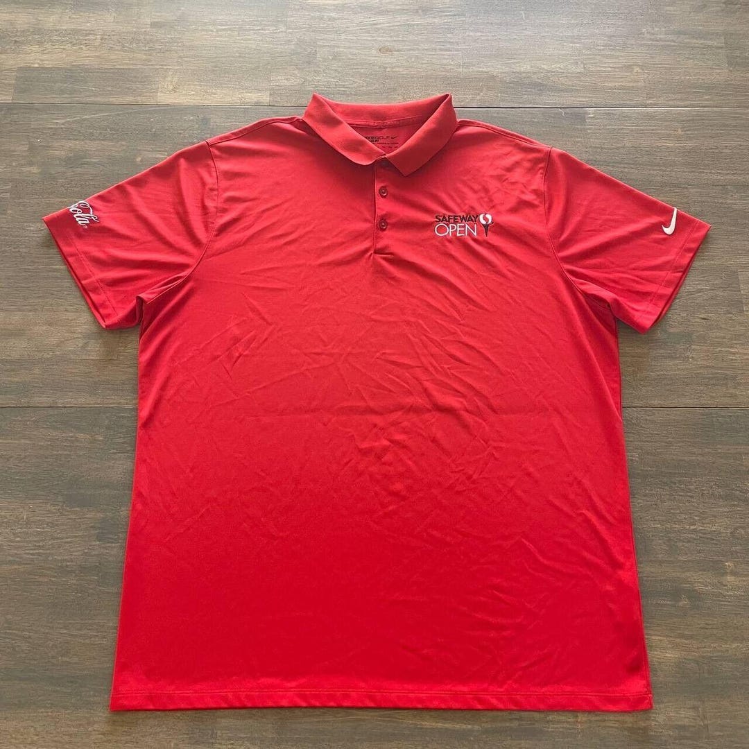 Nike Coca Cola X Safeway Graphic Logo Collared Polo Tee Shirt Red Mens ...