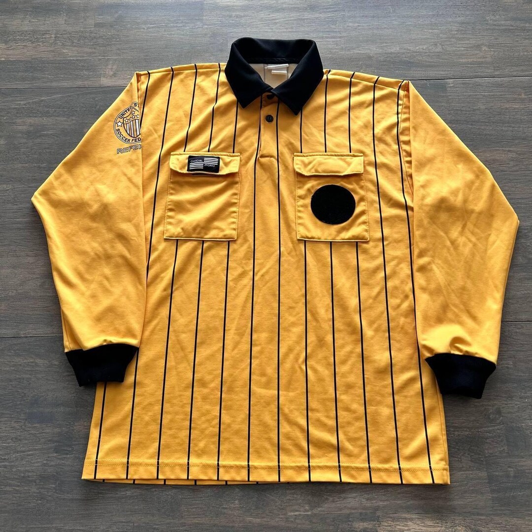 Vintage Official Sports USSF Long Sleeve Referee Jersey Striped Size M ...