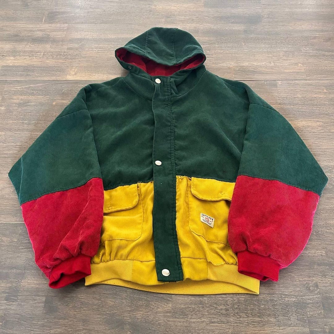 Vintage Duality Corduroy Jacket L 90s Cord Color Block Corduroy Green ...