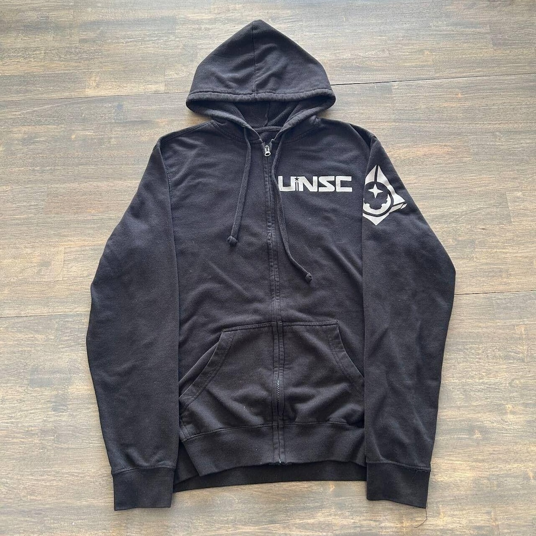 Vintage 2000s Halo Optics UNSC 2012 Gaming Promo Zip up Jacket Black ...