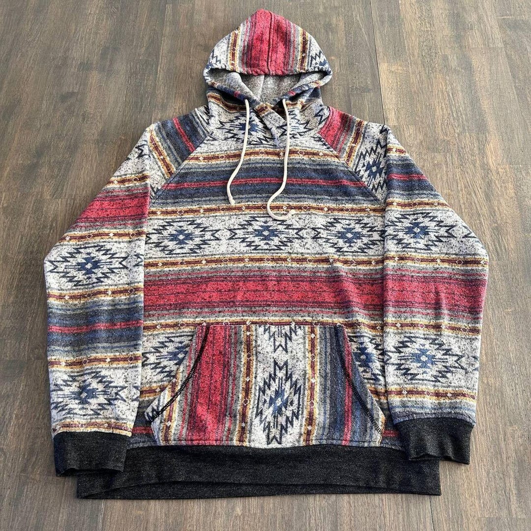 Brooklyn Cloth Co Aztec Tribal Pattern Fleece Pullover Hoodie Men's ...