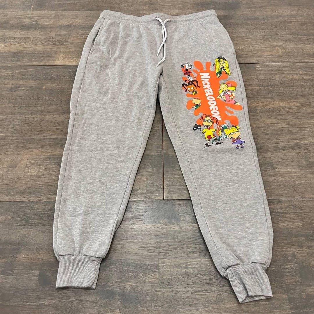 Nickelodeon Paint Splatter Comfort Fleece Sweatpants Joggers Gray Adult ...
