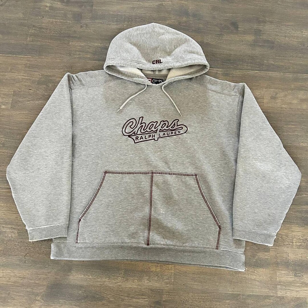 Vintage 2000s Ralph Lauren Chaps Logo Pullover Hoodie Gray Men's Size ...