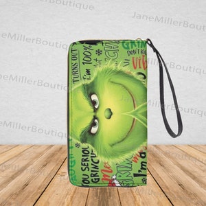 Grinch Christmas Leather Bag, Grinch Lover Handbag, Custom Leather Bag ...