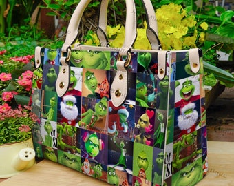 Grinch Christmas Leather Bag, Grinch Lover Handbag, Custom Leather Bag ...