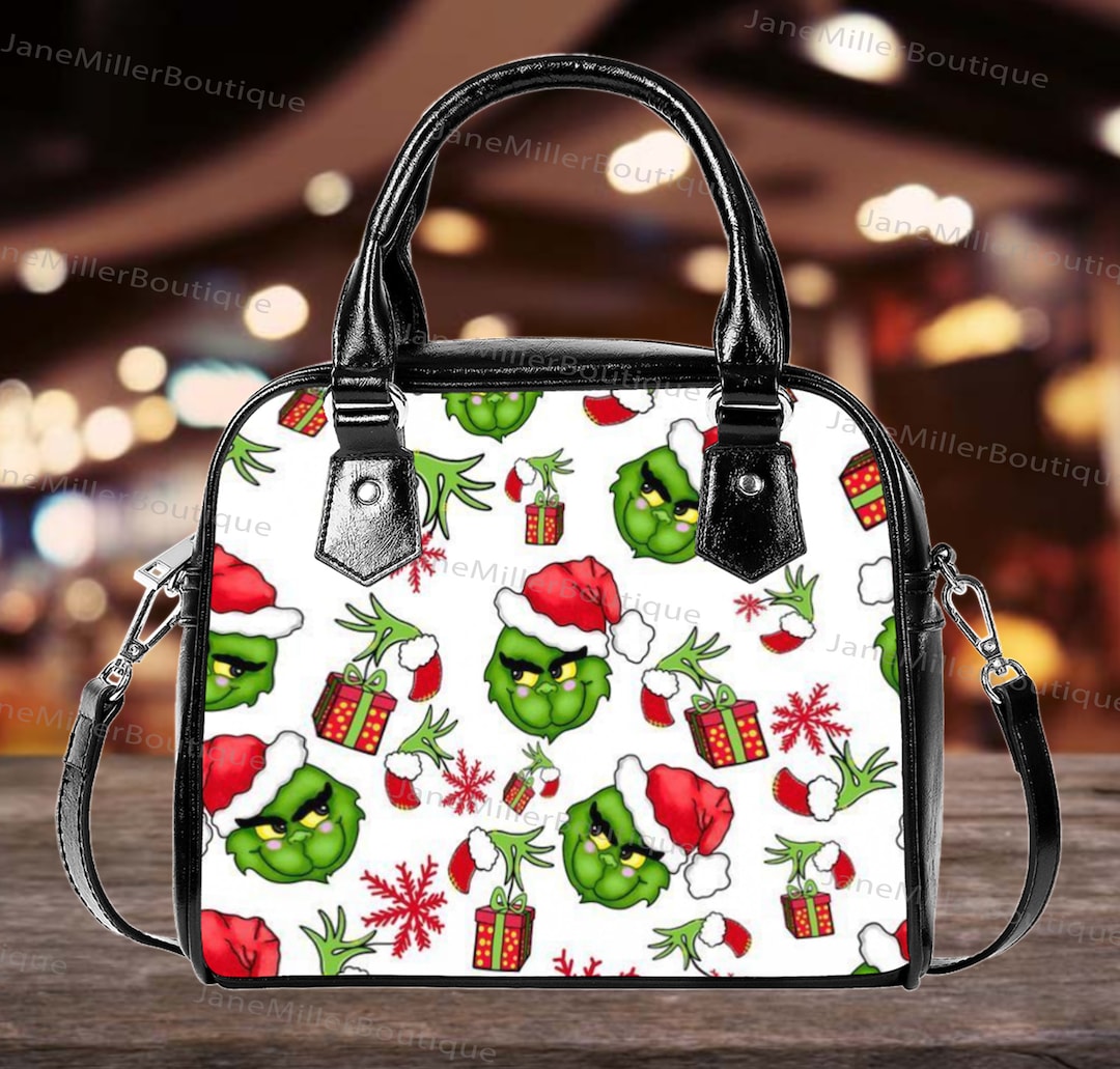 Grinch Christmas Leather Bag, Grinch Lover Handbag, Custom Leather Bag ...