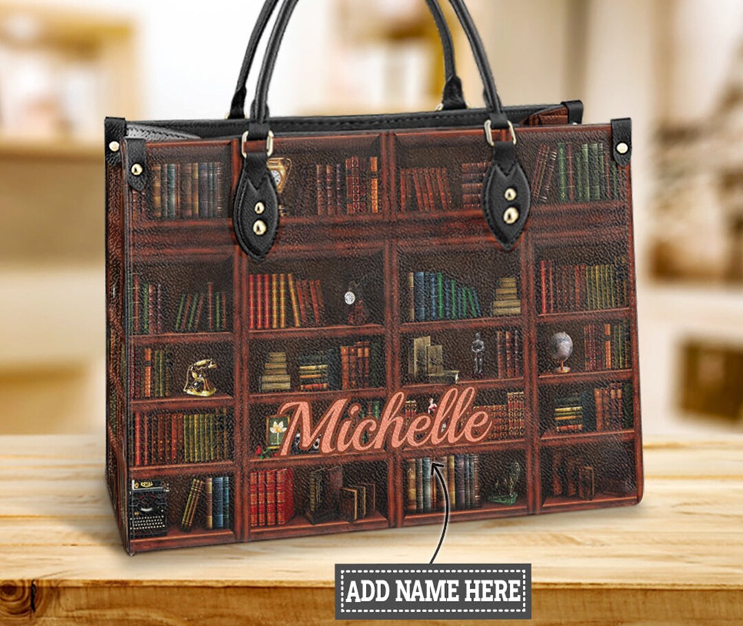 Book Lover Leather Bag, Book Handbag, Custom Leather Bag, Woman Handbag ...