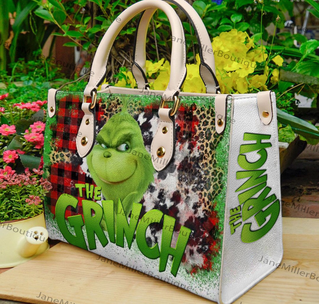 Grinch Christmas Leather Bag, Grinch Lover Handbag, Custom Leather Bag ...