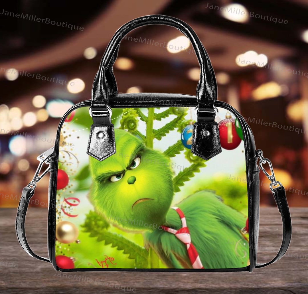Grinch Christmas Leather Bag, Grinch Lover Handbag, Custom Leather Bag ...