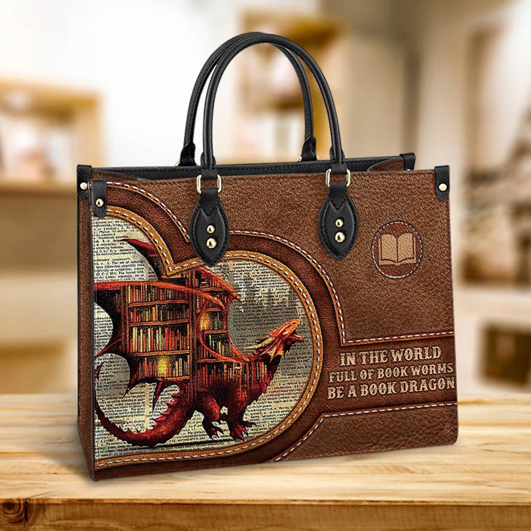 Book Leather Bag, Dragon Handbag, Custom Leather Bag, Woman Handbag, Custom Leather Bag ...