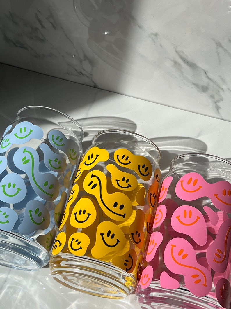 Smiley Face Wavy Smiley Face Trendy Cup Positivity Cup - Etsy