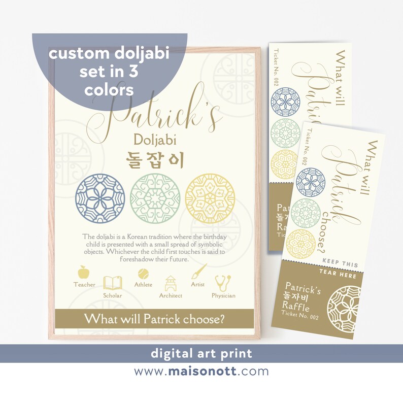 Korean Doljabi Sign and Raffle Tickets Korean Baby Birthday - Etsy
