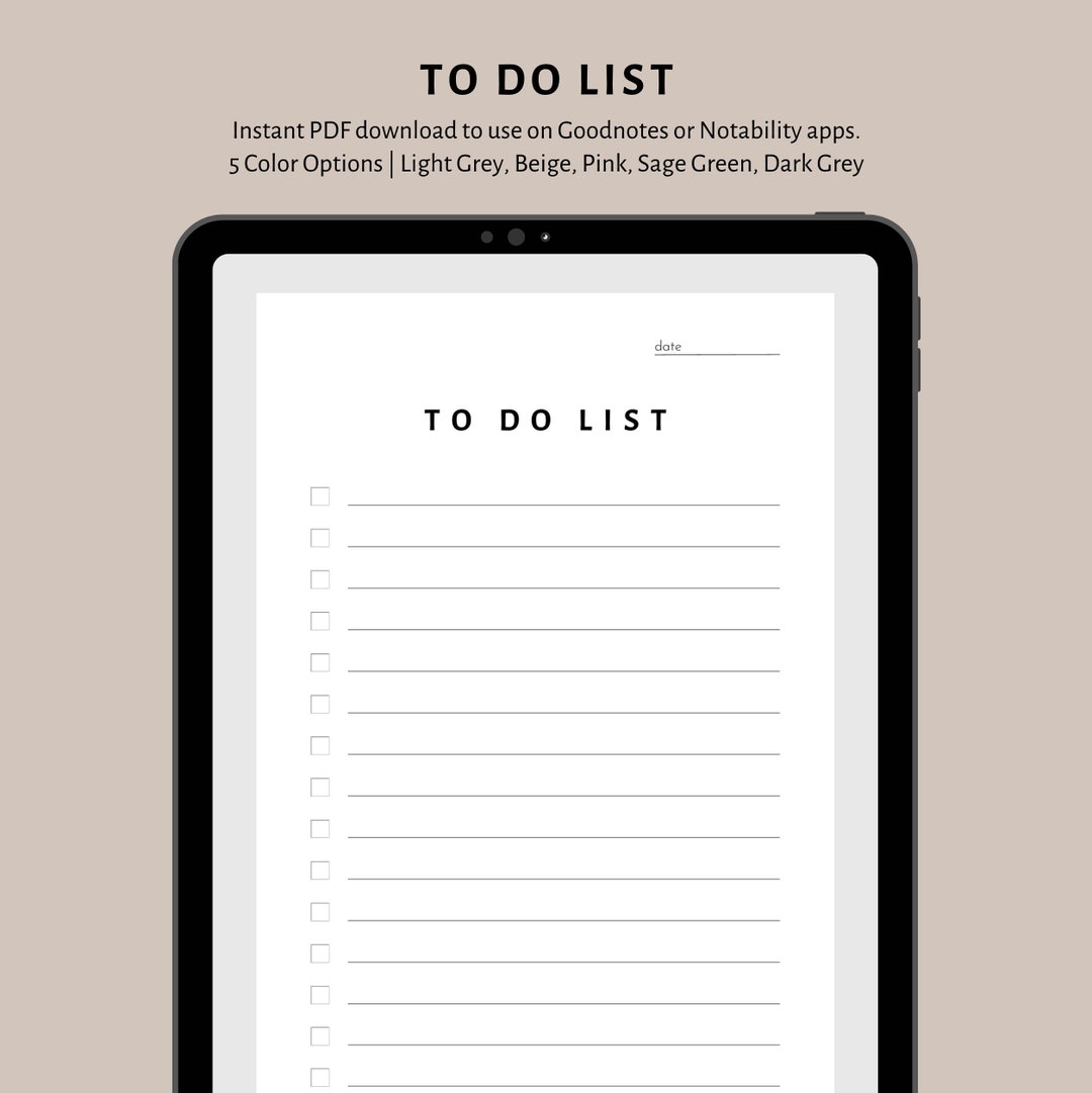 Digital/printable to Do List Planner Checklist for iPad | Goodnotes ...