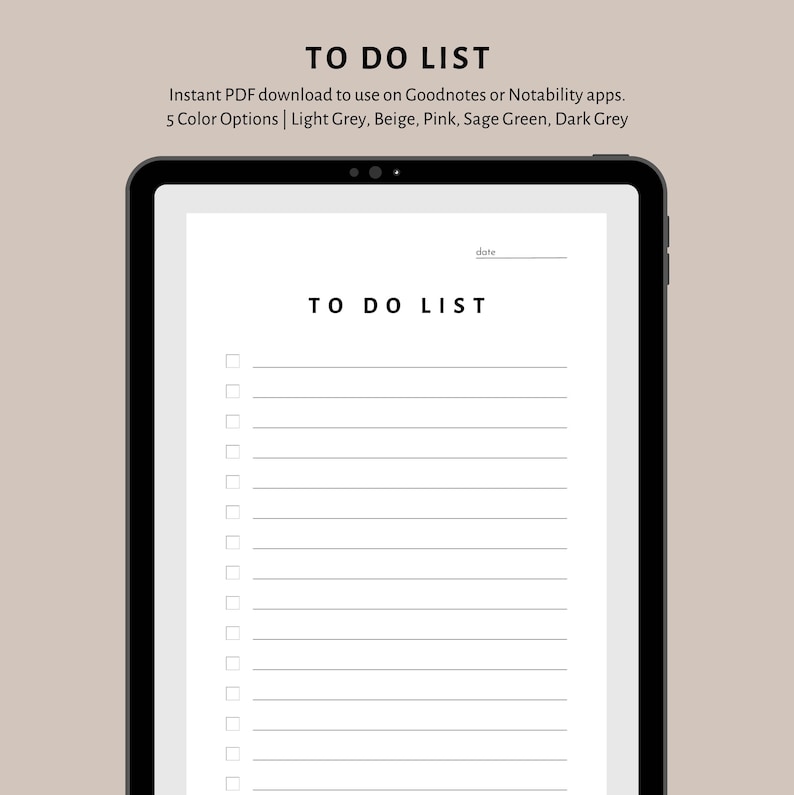 Digital/printable to Do List Planner Checklist for iPad | Goodnotes ...
