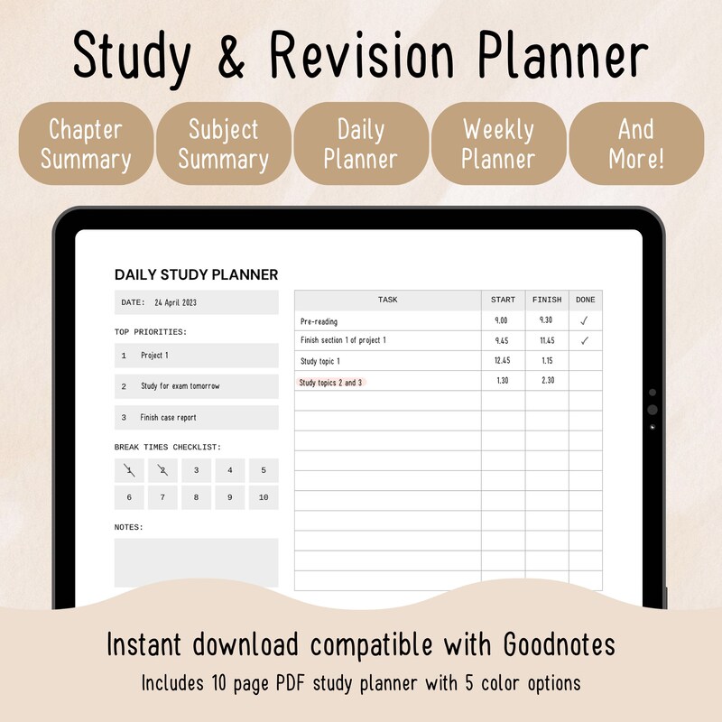 Study Planner - Etsy