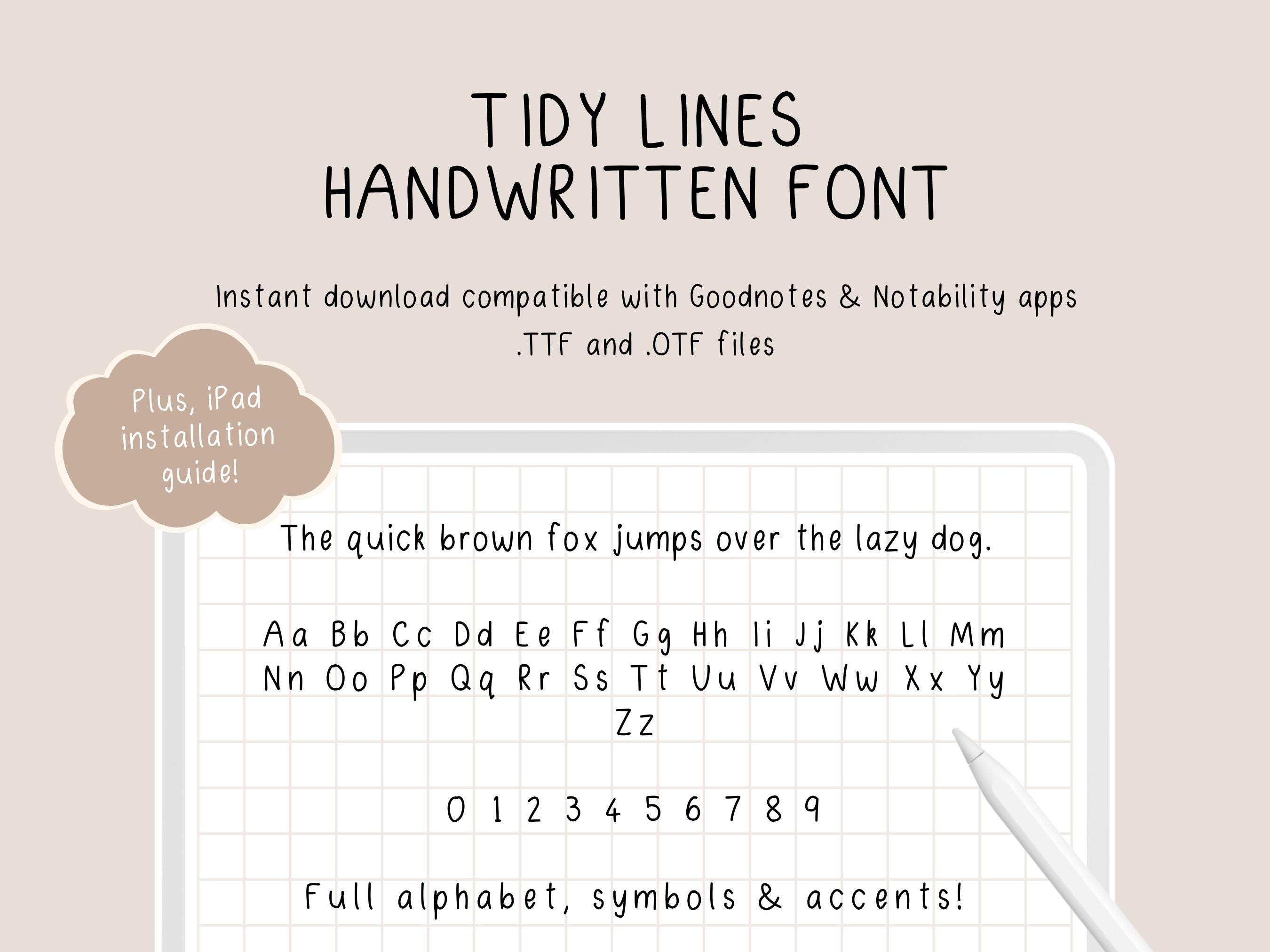 Tidy Lines – Neat Handwritten Font for Digital Planners & Student Notes ...