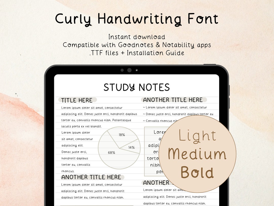 Neat Curly Handwritten Font for Digital Planner and Student Note Taking ...