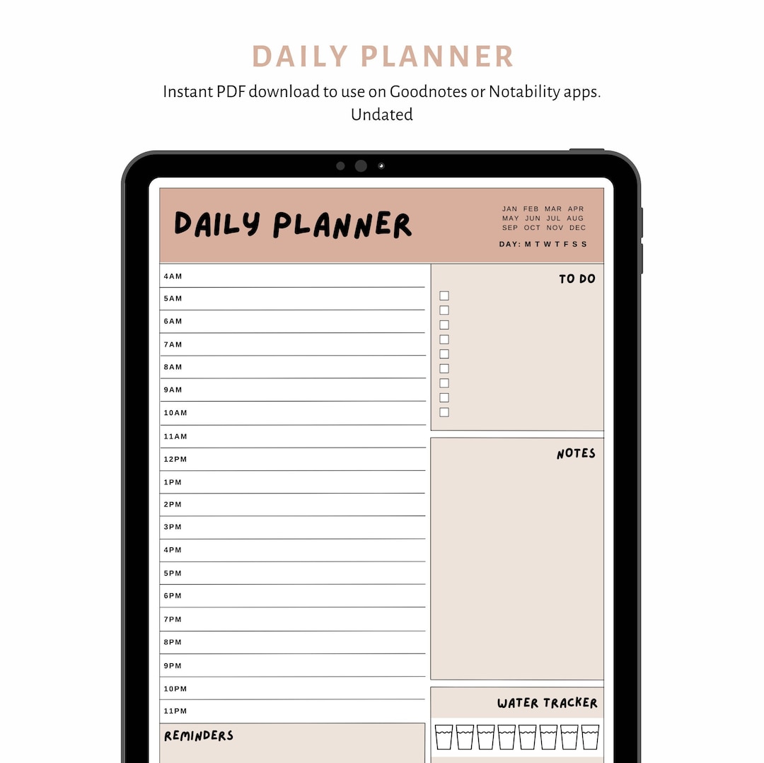 Digital Daily Planner for iPad | Goodnotes, Notability | Cute Pink ...