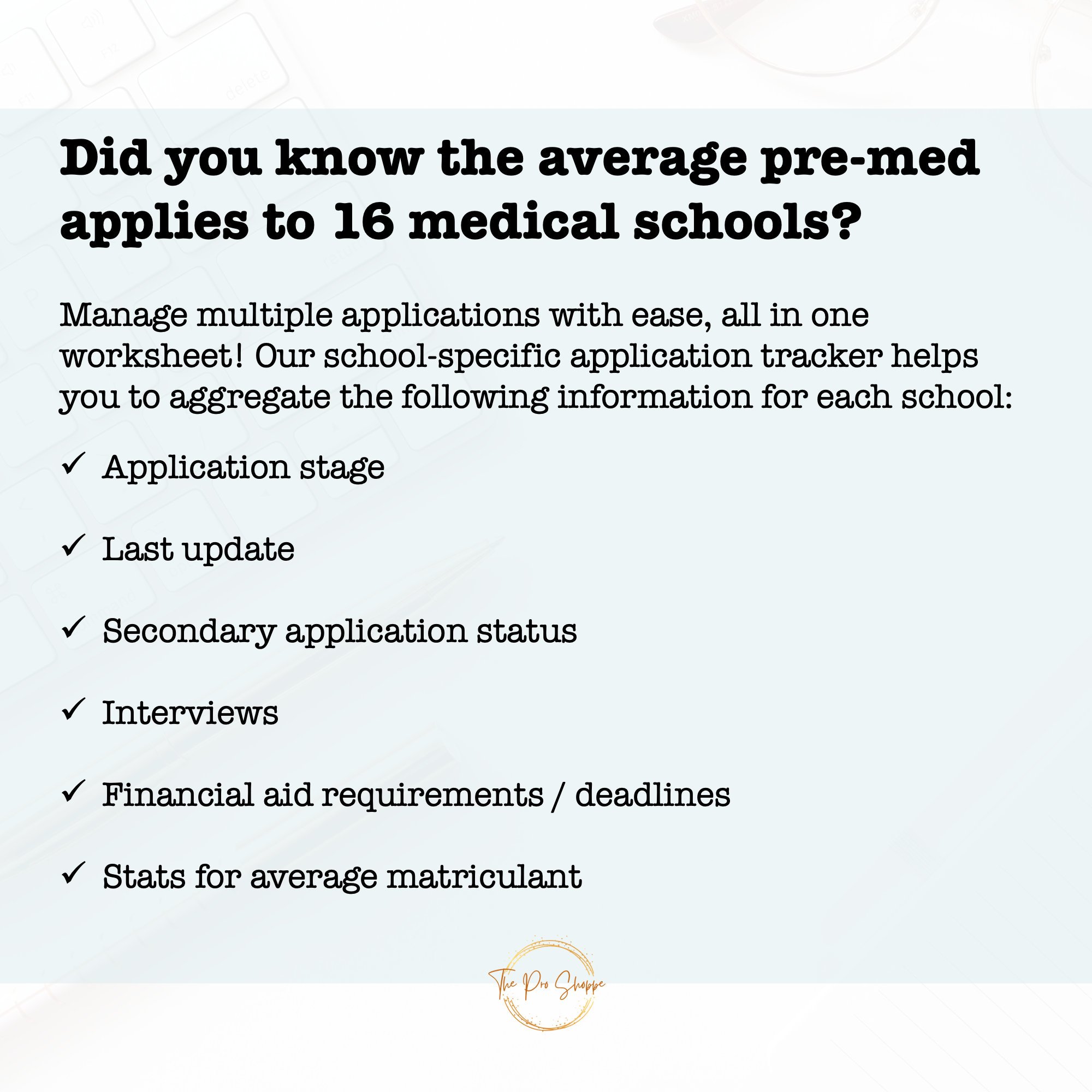 Pre-med Application Planner & Tracker | Google Sheets | Digital ...