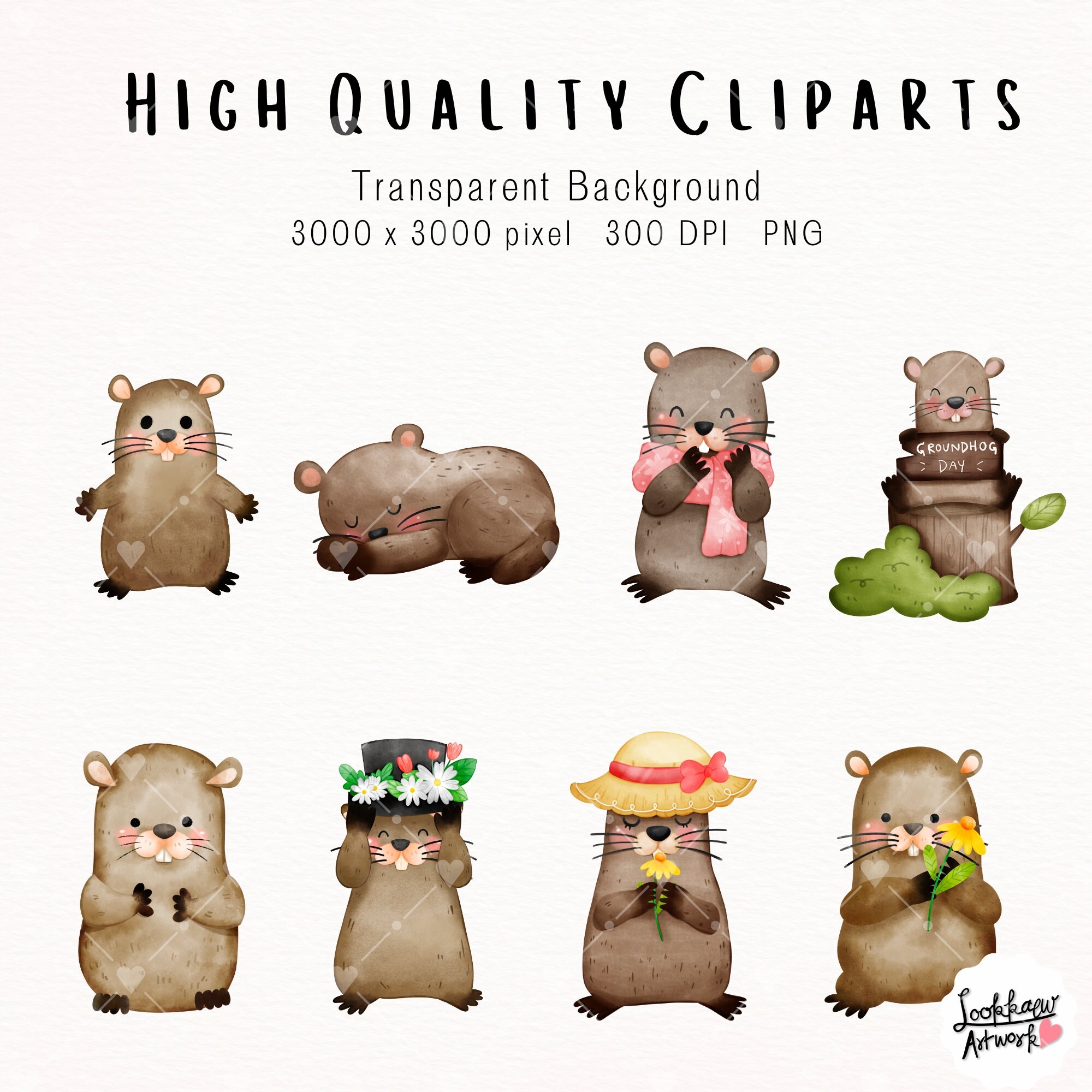 Happy Groundhog Day Clipart, Hand Draw Watercolor, High Quality Png ...