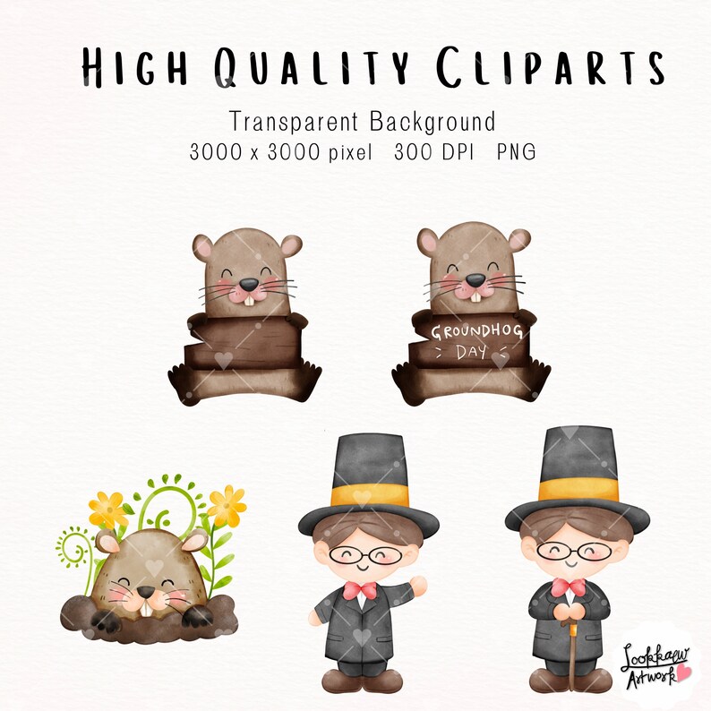 Happy Groundhog Day Clipart, Hand Draw Watercolor, High Quality Png ...