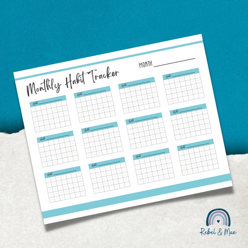 Monthly Habit Tracker for 12 Habits - Etsy