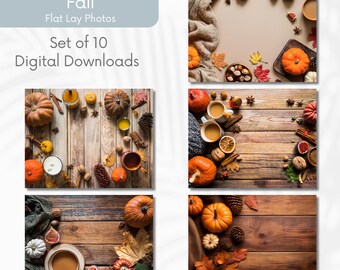 Digital Download - Set of 10 Fall-themed Flat Lay Photos Featuring ...