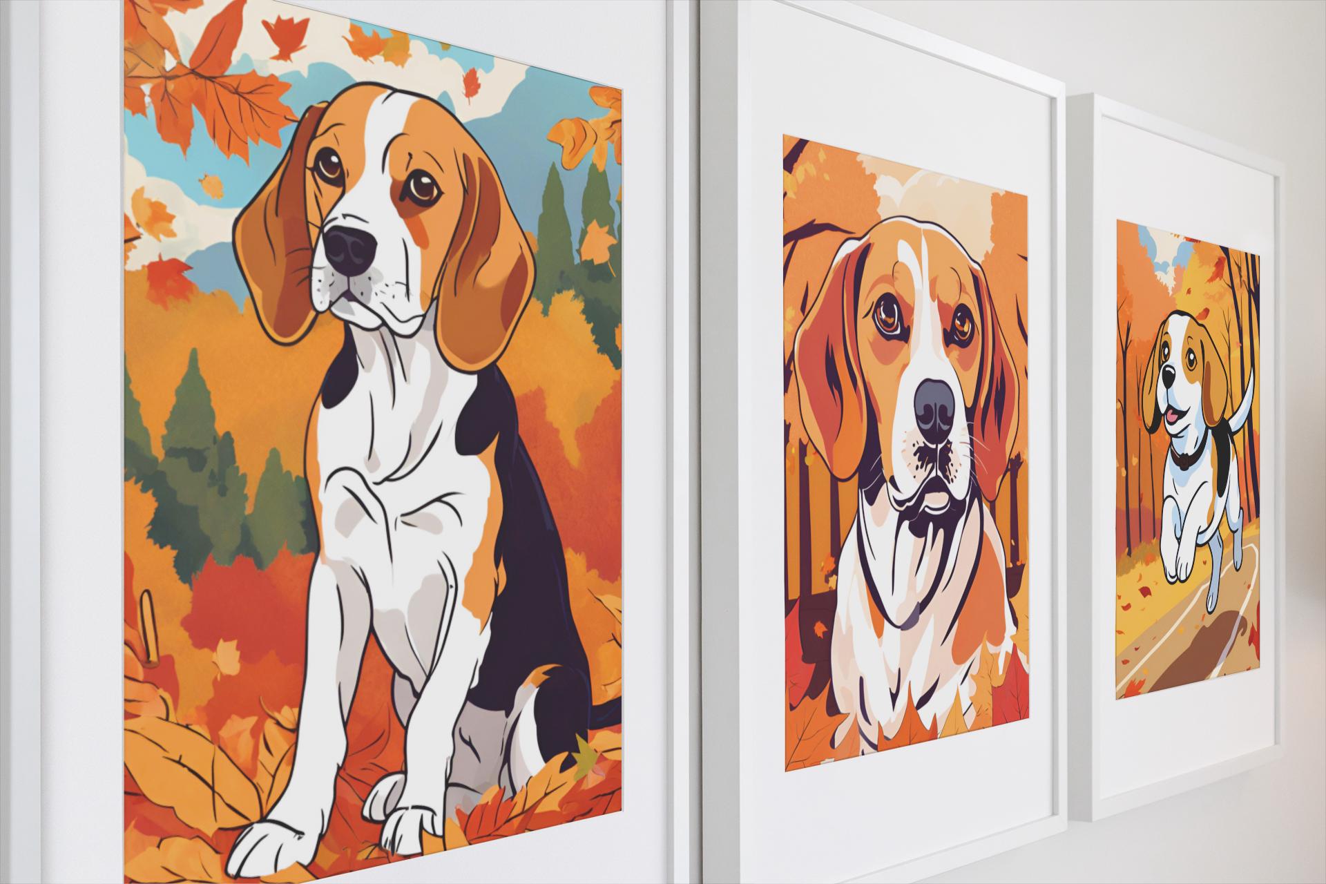 Fall-themed Beagle Art | 11x14 Digital Download | Set of 10 - Etsy