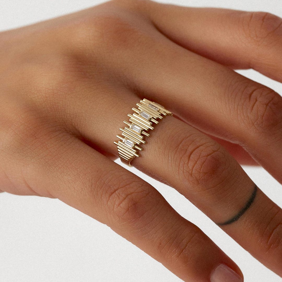 Summer Breeze Ring, 14K Solid Gold Rings, Summer Rings, Beach Jewelry, Minimalist Rings ...