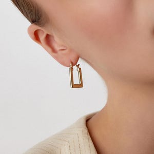 Square Earring, 14K Patented Solid Gold Earrings, Dainty Earrings ...