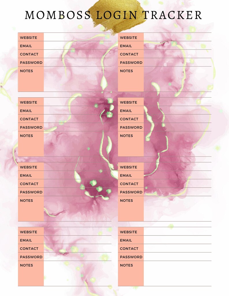 Password Tracker Printable | Busy Momma Memory Tracker | PRINT READY - Etsy