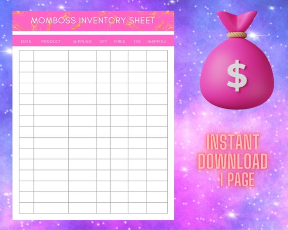 Inventory Management Printable Spreadsheet for a MOM BOSS - Etsy