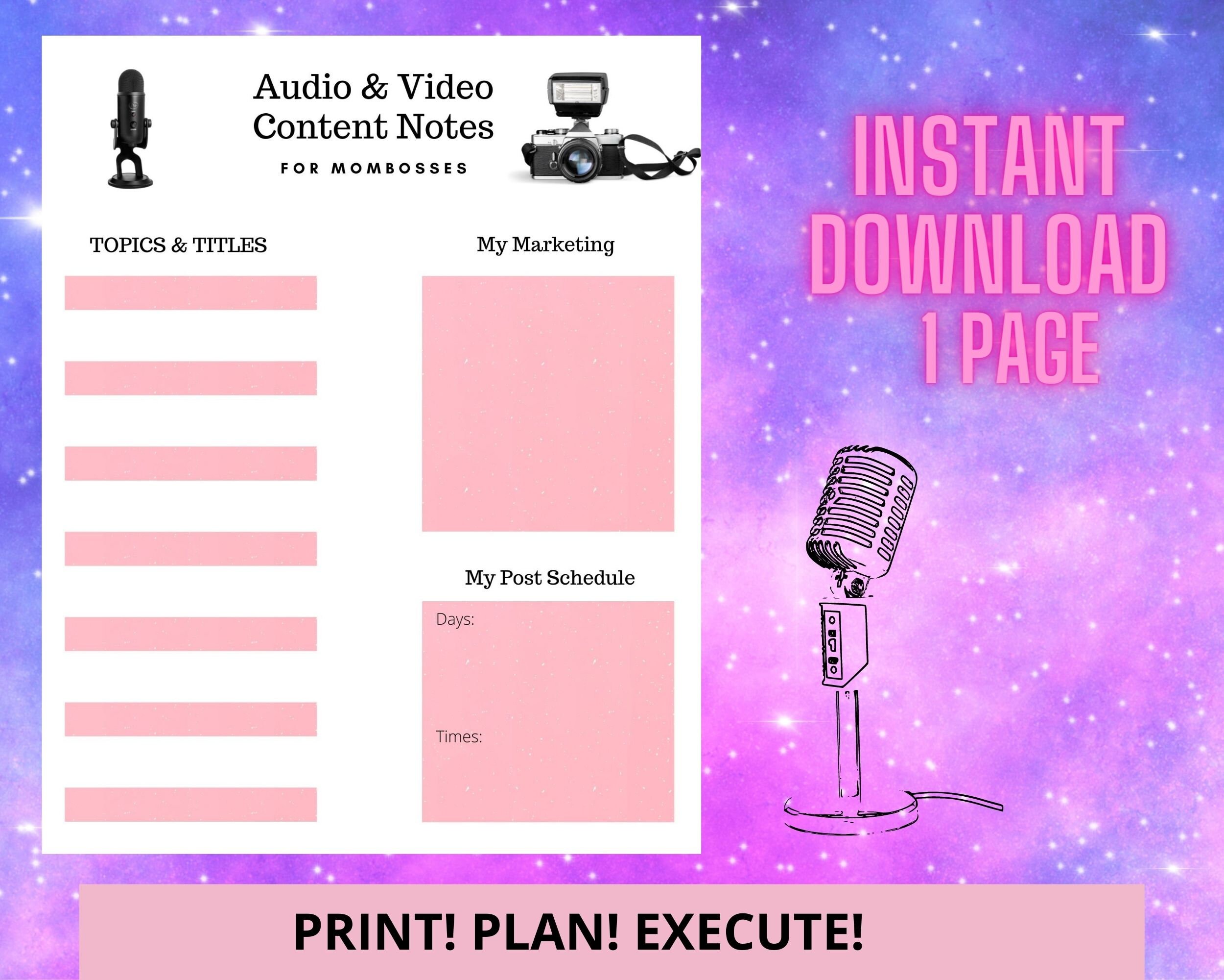 Podcast Content Notes | Checklist | Mom Podcast - Etsy