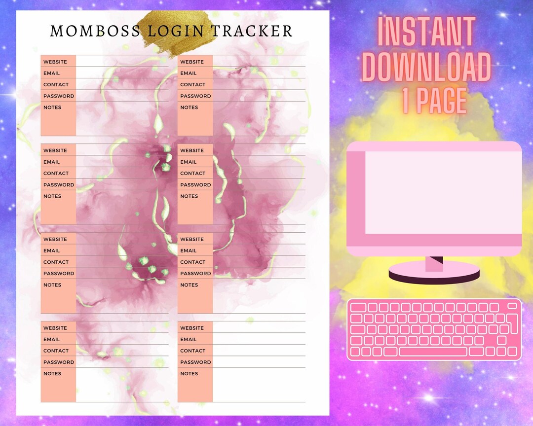 Password Tracker Printable | Busy Momma Memory Tracker | PRINT READY - Etsy