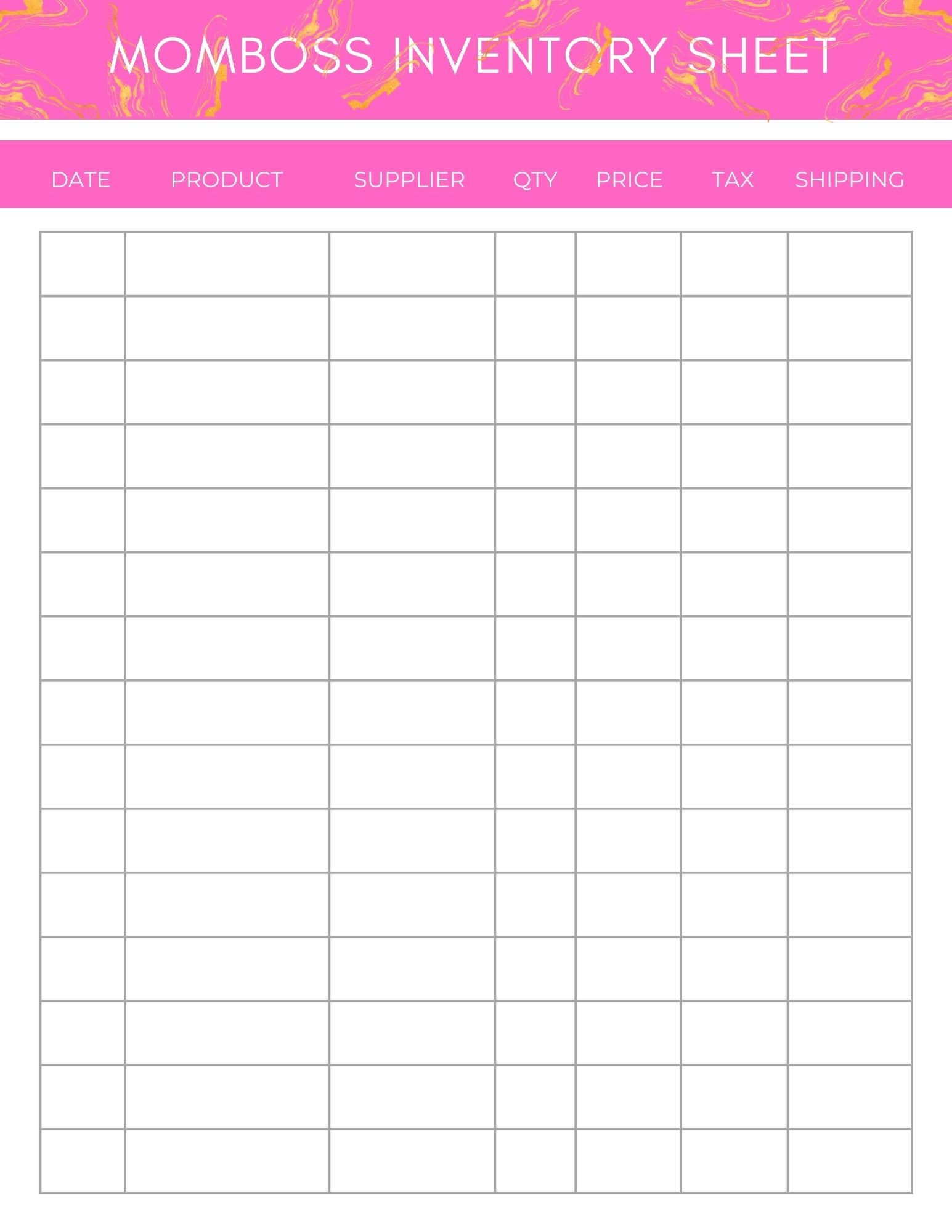 Inventory Management | Printable Spreadsheet for a MOM BOSS - Etsy