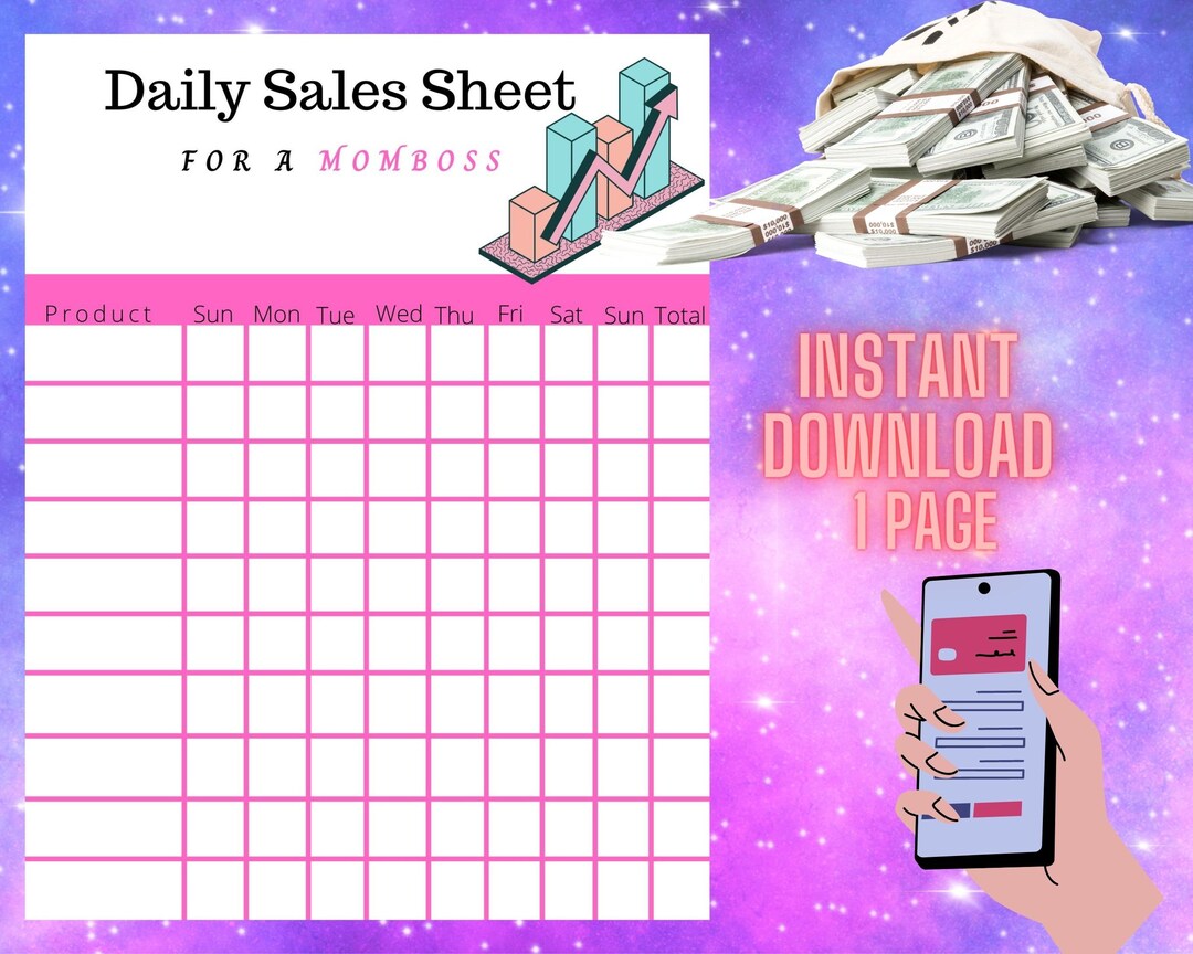 DAILY SALES SHEET| Sales Tracker for Small Business Owner - Etsy