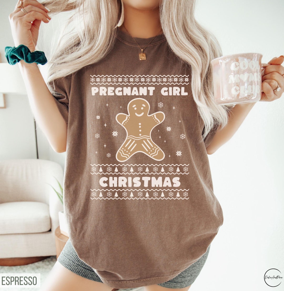 Gingerbread Christmas Pregnancy Shirt Comfort Colors® Pregnant Girl ...