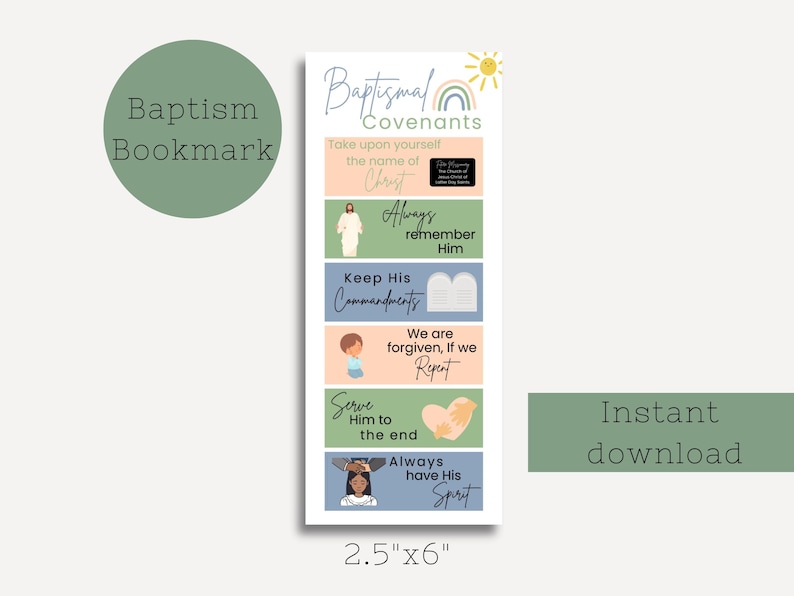 Baptism Bookmark | Baptism Covenants | Primary Kids | LDS | Great to Be ...